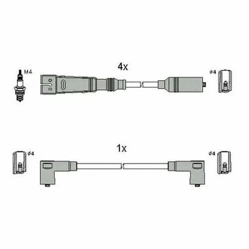 Комплект высоковольтных проводов HUCO 134786 Vw Golf III 1.8 11.91-04.99, Passat 1.8 08.90-05.97, Vento 1.8 11.91-09.98