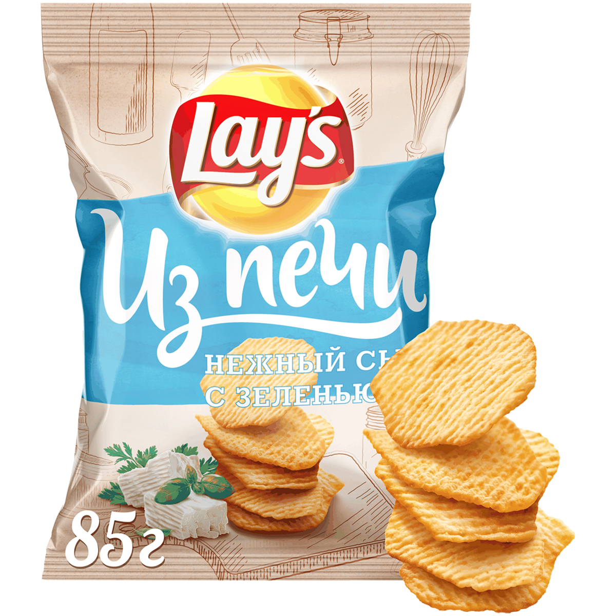Картофельные чипсы Lay's Из Печи Сливочный сыр с зеленью 85 г