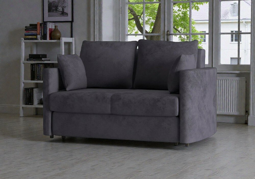 Диван-кровать Mini Luna 150, Независимый пружинный блок, Велюр антивандальный, Ящик для белья, Спальное место 120х195