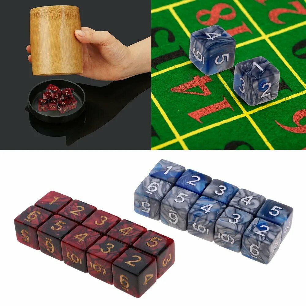 20 шт 6-гранные кубики для настольных игр головоломки DIY набор