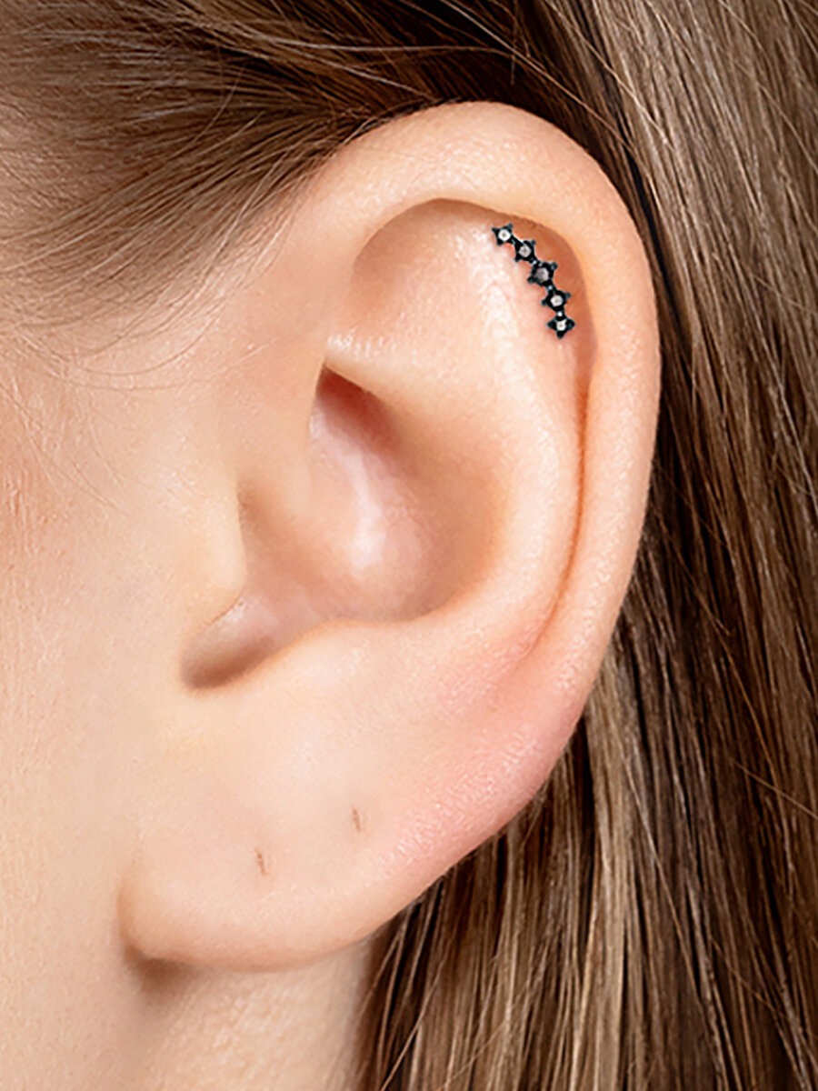 Пирсинг, красное золото, 585 проба, родирование, бриллиант