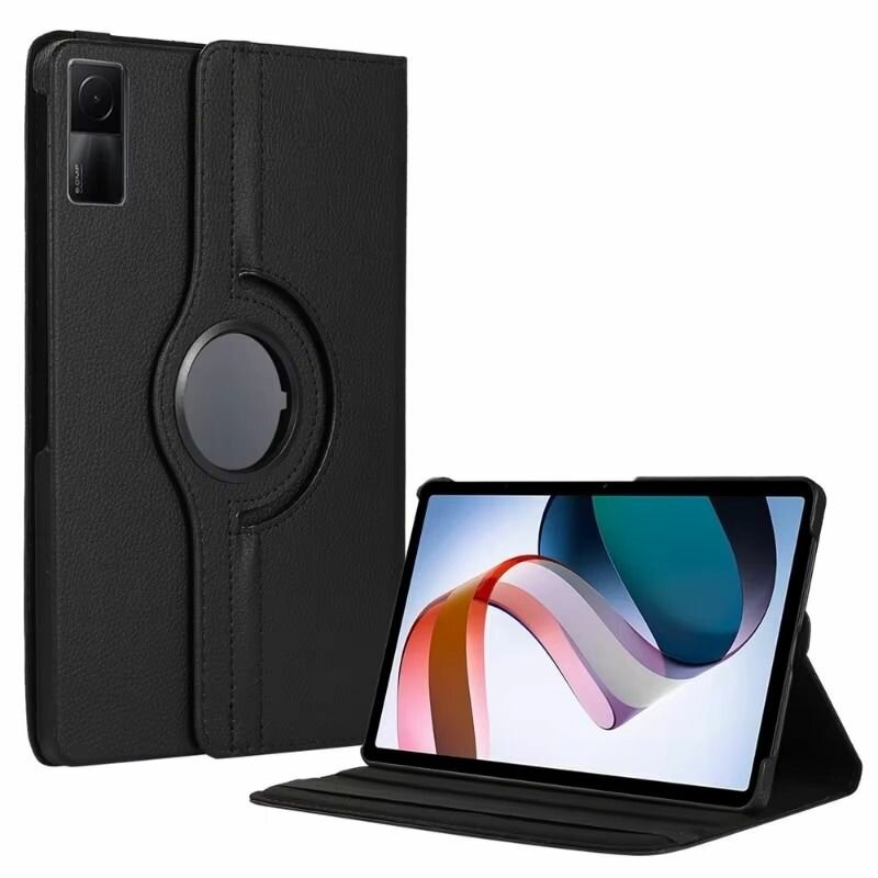 Умный стойка для Xiaomi Redmi Pad 10.61 дюймов 2022 Вращающийся кожаный вариант с автоматическим режимом сна и защитной панелью для планшетов. Совместимость: Redmi Pad 10,61 дюйма