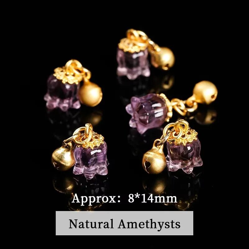 Кулон из аметиста в форме розы, медная пряжка Convallaria 02