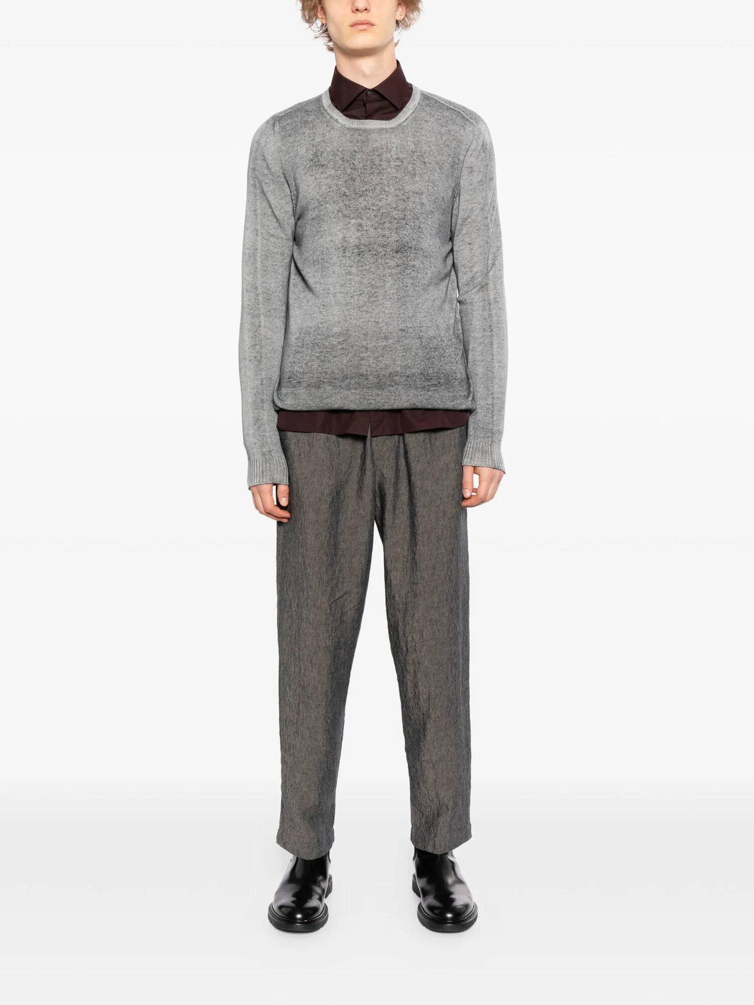 Брюки Barena Elasticated waistband linen trousers, размер 50, серый — фото 1