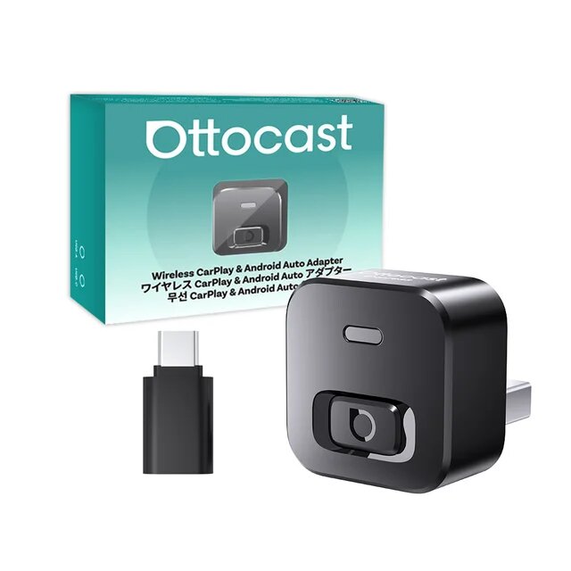 Беспроводной адаптер Ottocast Cabin Care CarPlay для детской автомобильной камеры 1080P HD с широкоугольным объективом 150° и ночным видением, совместимый с 98% автомобилей.