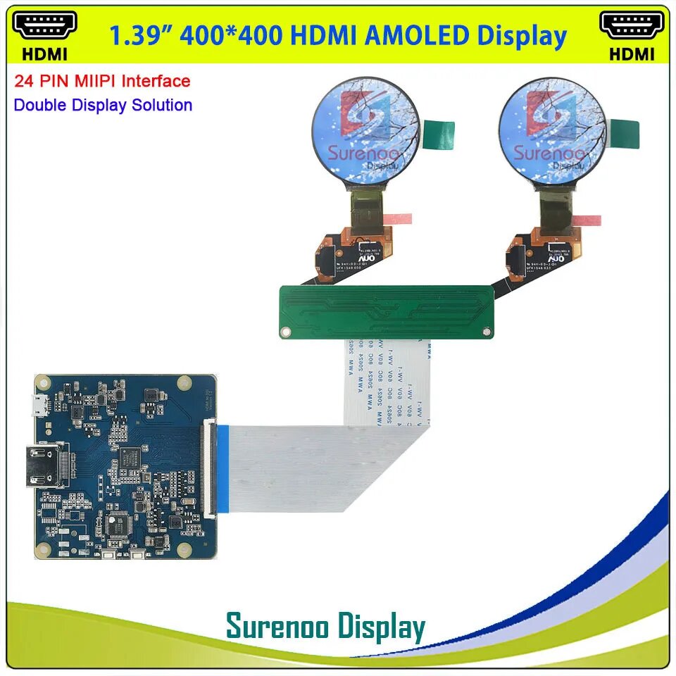 1.39" AMOLED дисплей SURENOO Double HDMI 24P-OLED