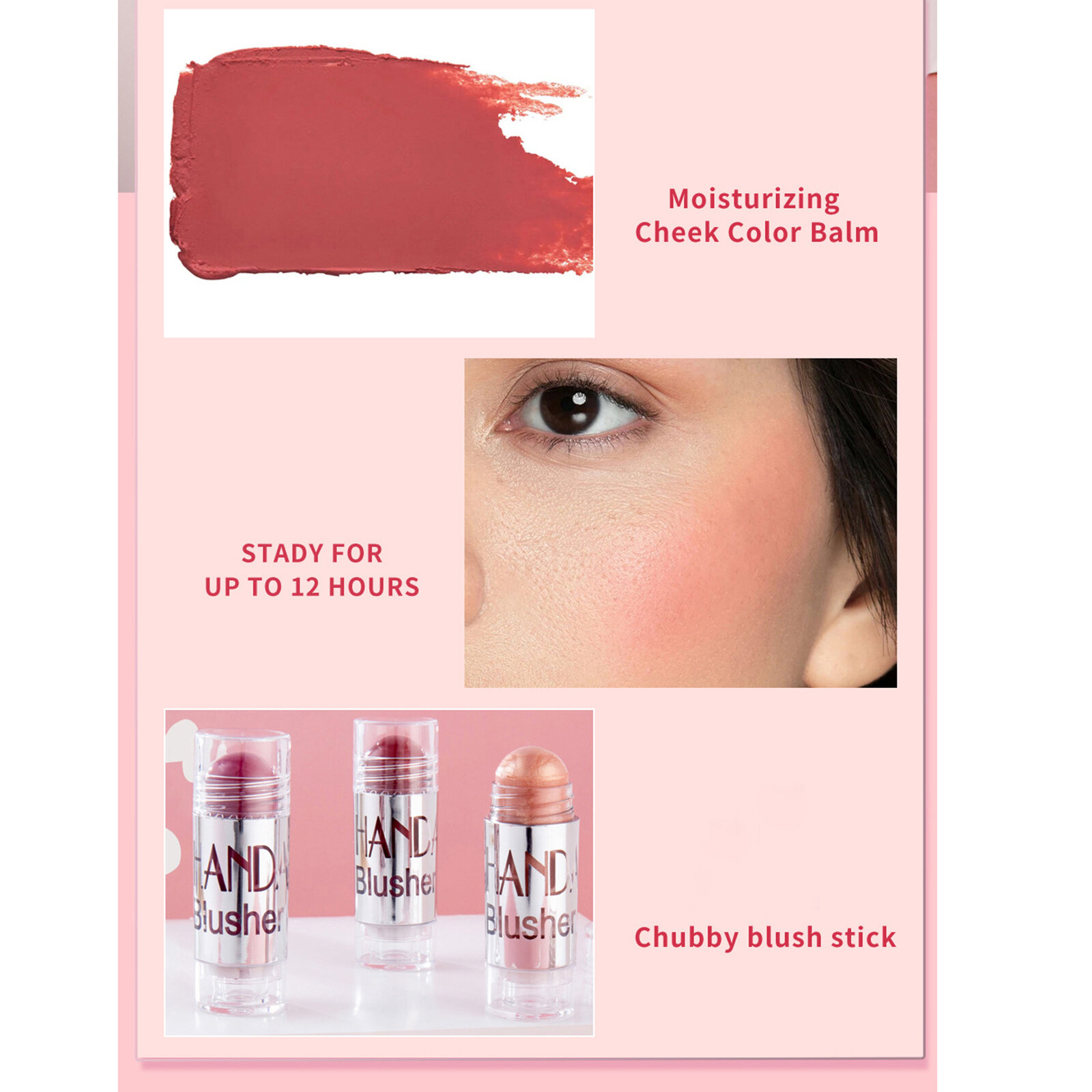 HANDAIYAN Палочки румян для щек и губ Chubby Cream Blush Highlight and Matte Colors 06#