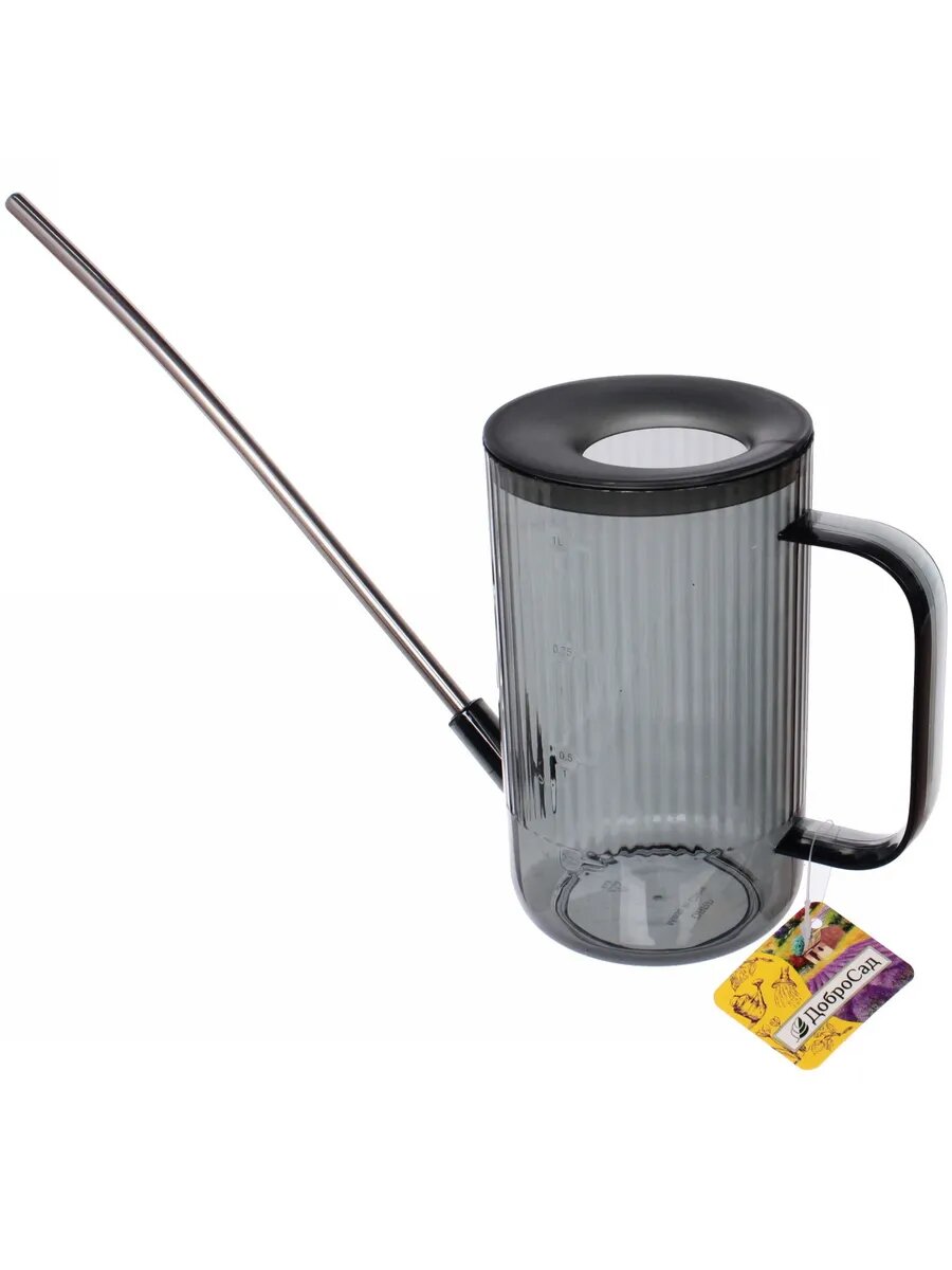 Лейка для растений 1л "Niagara Falls" с прикорневым поливом, графит ДоброСад