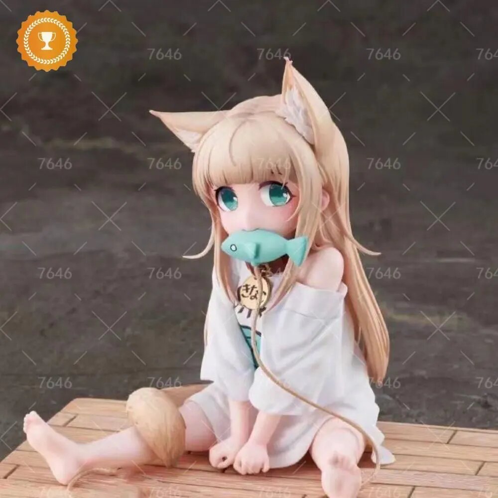 GM Сидящая соевая розовая кошка, леди-кошка ест рыбу, аниме-фигурка