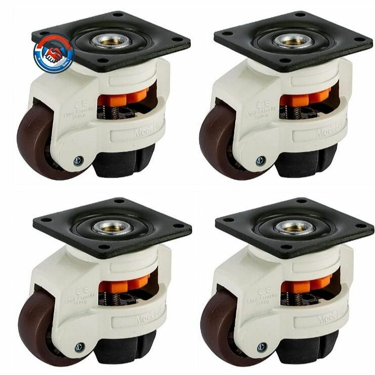Выравнивающие мебельные колёса GD-60F на 360 , регулируемые по высоте, 250 кг на ролик, комплект 4 шт для верстака, техники и тяжёлой мебели