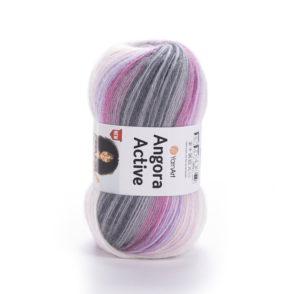 Пряжа для вязания YarnArt Angora Active 848 серый розовый 100 гр/500 м 20% шерсть, 80% акрил