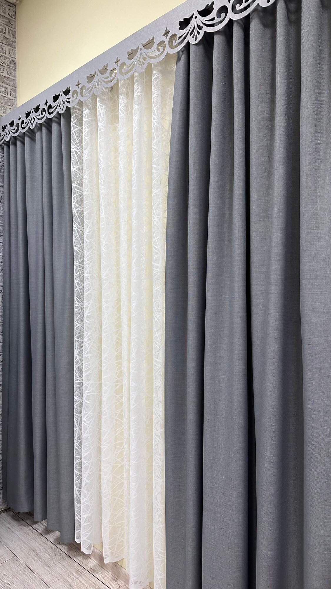 Портьеры Шторы с любовью, лен, полупрозрачные, серые, 4 x 2,7 м