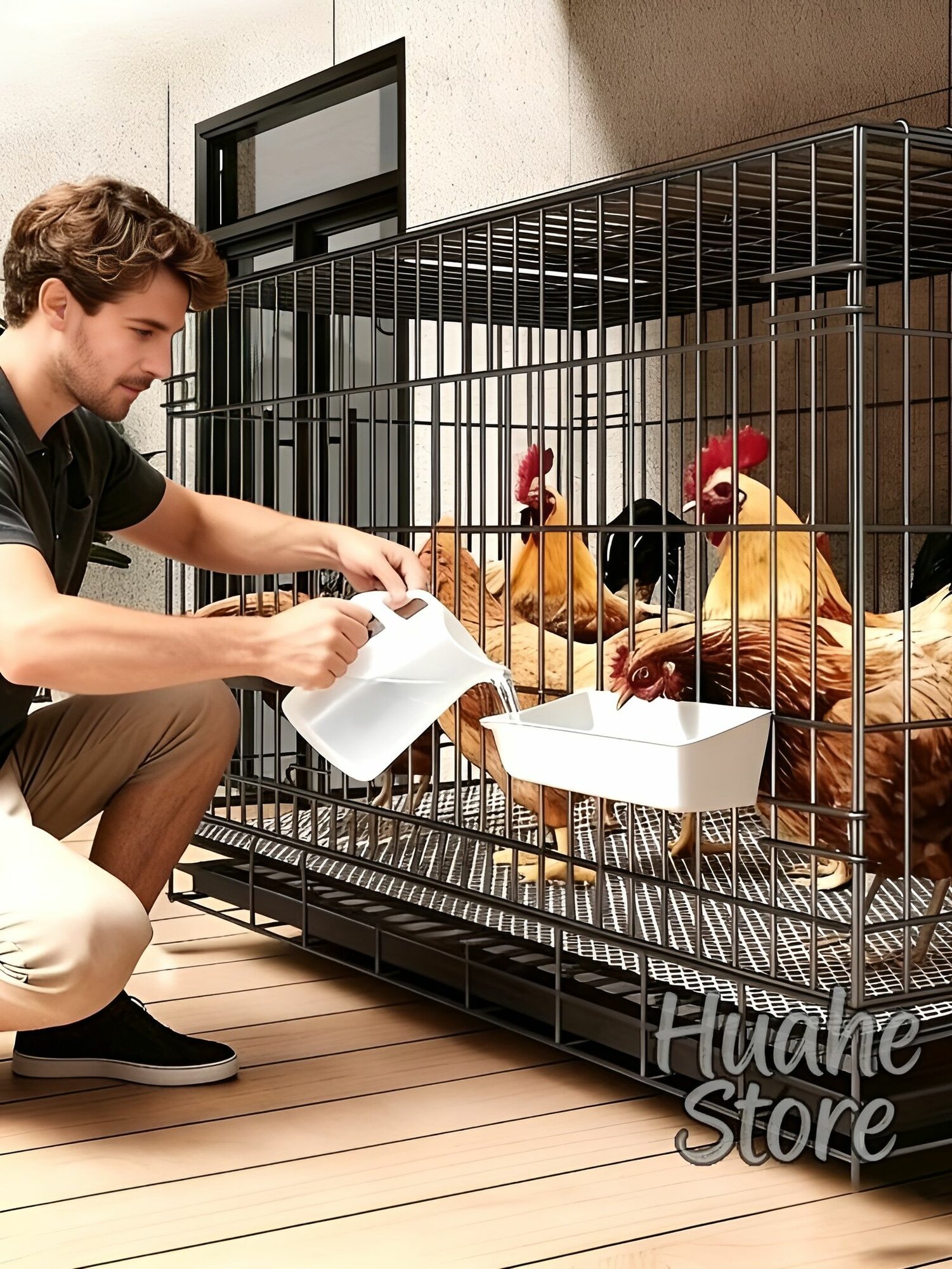 1 шт Складной курятник с кормушкой и поилкой