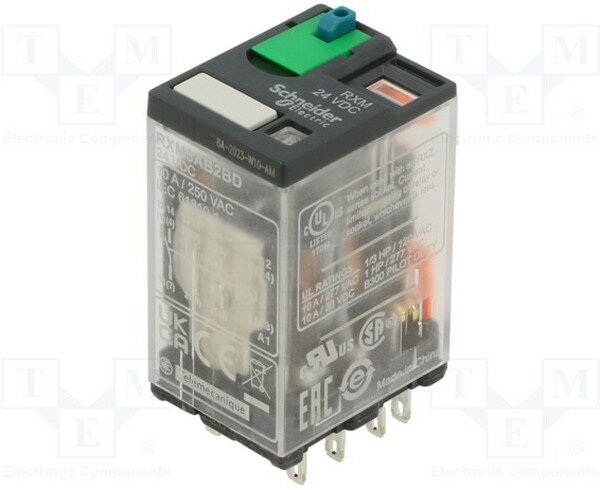 Реле мин. универс. 3ПК 10А 24В DС кнопка+мех. индикатор+светодиод