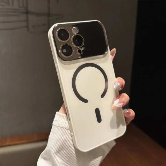 Для iPhone 16 Pro Max Роскошный магнитный мягкий силиконовый айфон 14, Белый, iVory Magnetic Case