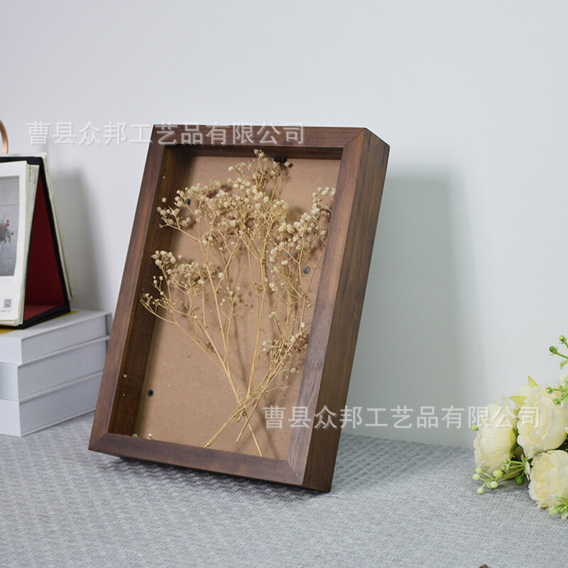 Фоторамка для сухих цветов в наличии, трехмерная полая фоторамка для подарков своими руками, настольная деревянная фоторамка с сухими розами, рамка для образцов.
