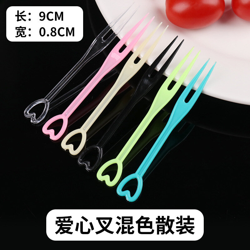 Одноразовая фруктовая вилка Отдельная упаковка Цветная маленькая вилка Десертный салат Фруктовые палочки Прозрачная