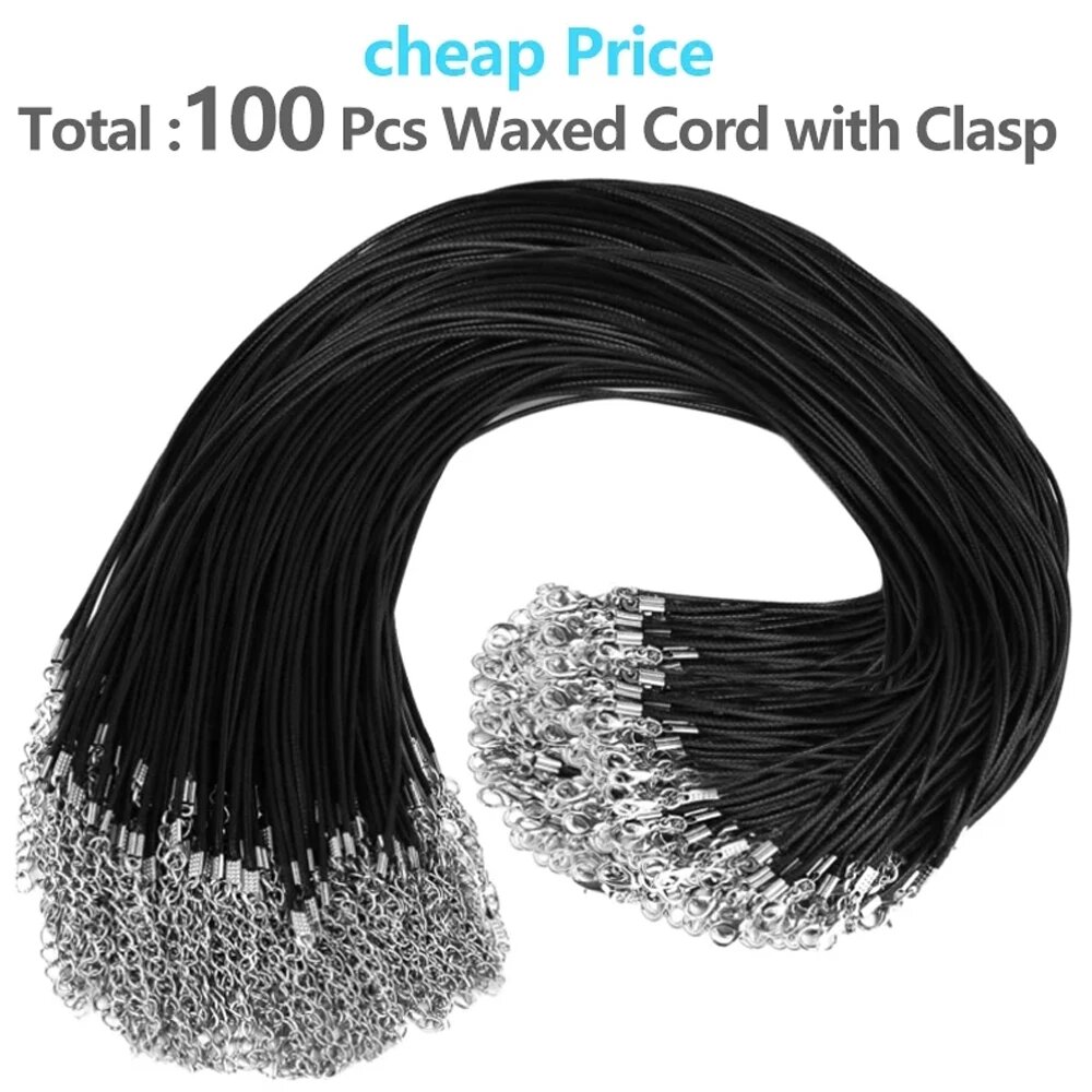 50 Шт, Кожаная Веревочная Цепочка, Черная Удлиняющая Цепочка, Свечи, Вощеная Веревка