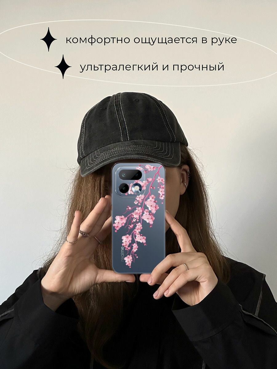 Силиконовый чехол на Realme 16 Pro / Реалме 16 Про с принтом Ветка сакуры 2 — фото 1