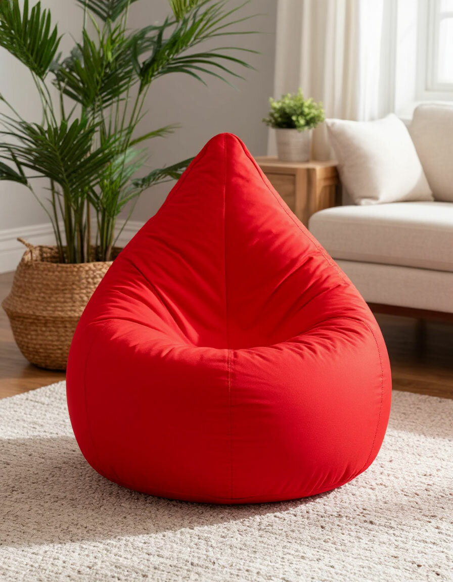 Мир Пуффов Кресло-мешок «Груша» размер- XXXXL, Красный оксфорд , с ручкой для переноски