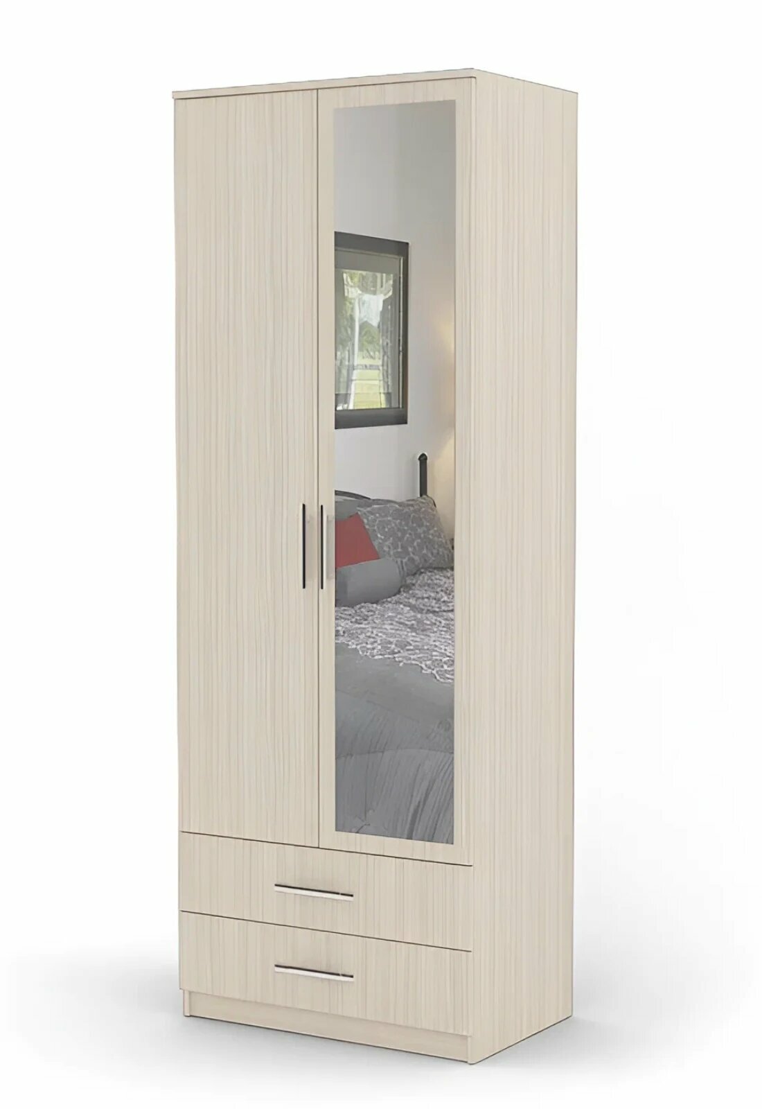 Шкаф для одежды Дуэт с зеркалом распашной 60х45х240 см Вяз бежевый