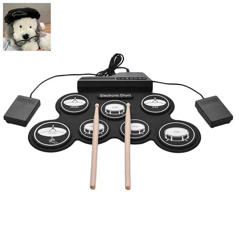 Электронный барабан / барабанная установка детская гибкая