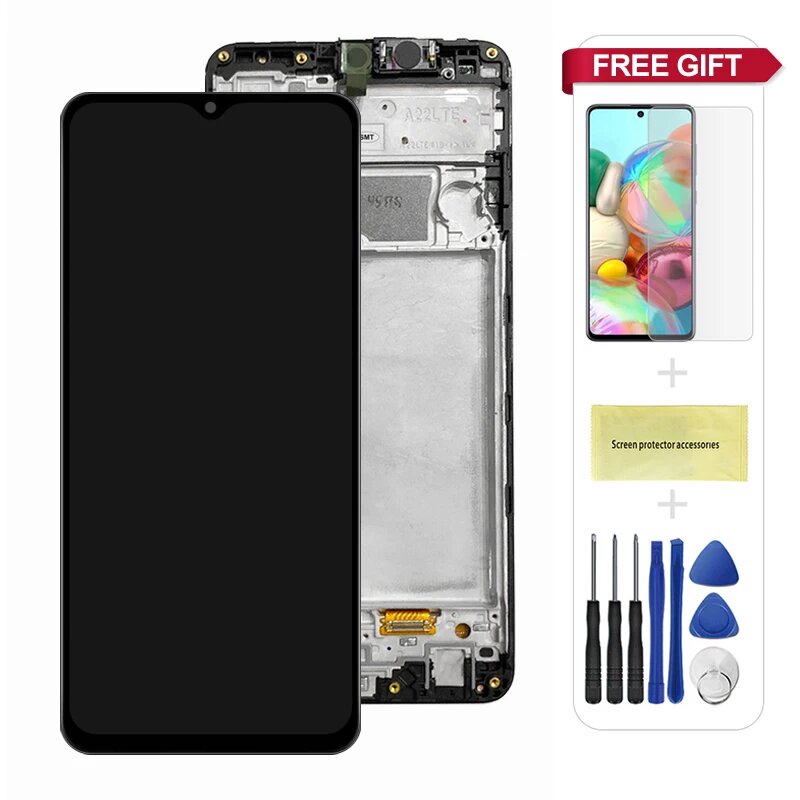 Новый 100% Протестированный ЖК-дисплей Samsung Galaxy A22 4G A225 A225F/DS A225M С Black With Frame