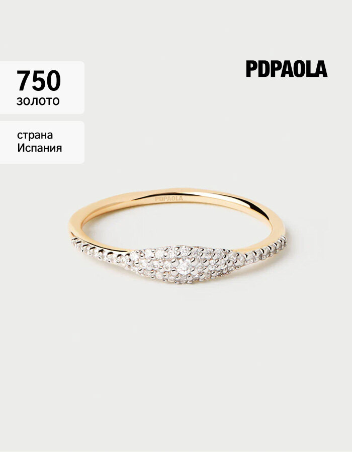 Кольцо дорожка, желтое золото, 750 проба, циркон