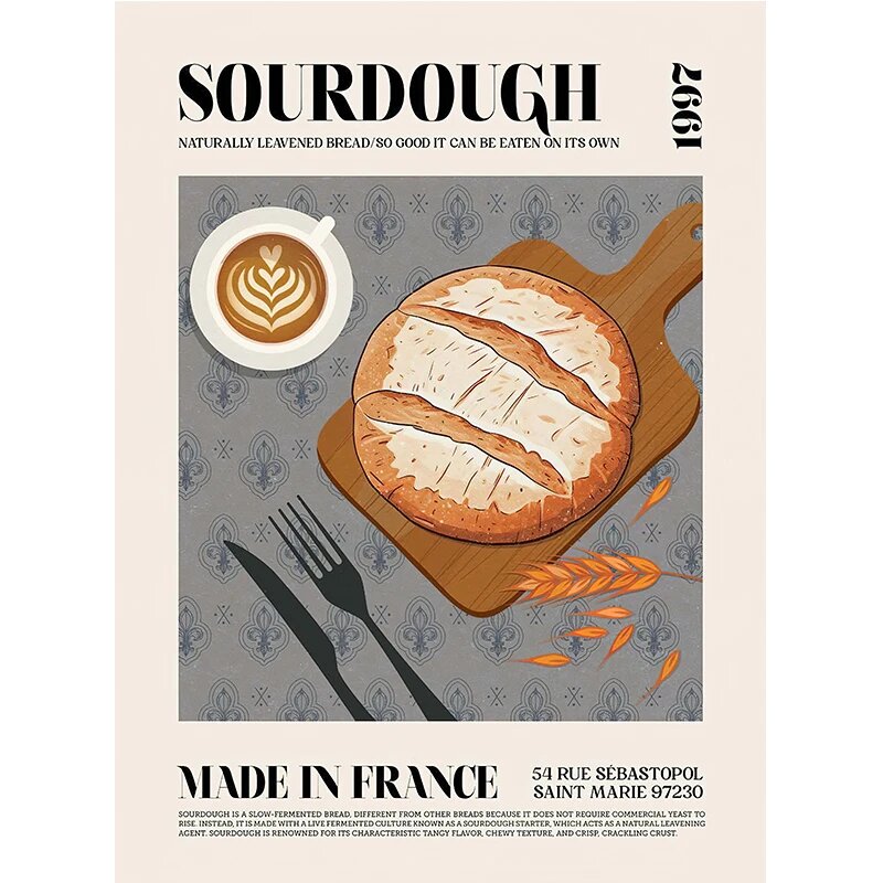 Печать на холсте "Сourdough" 40x60см, SKU-13