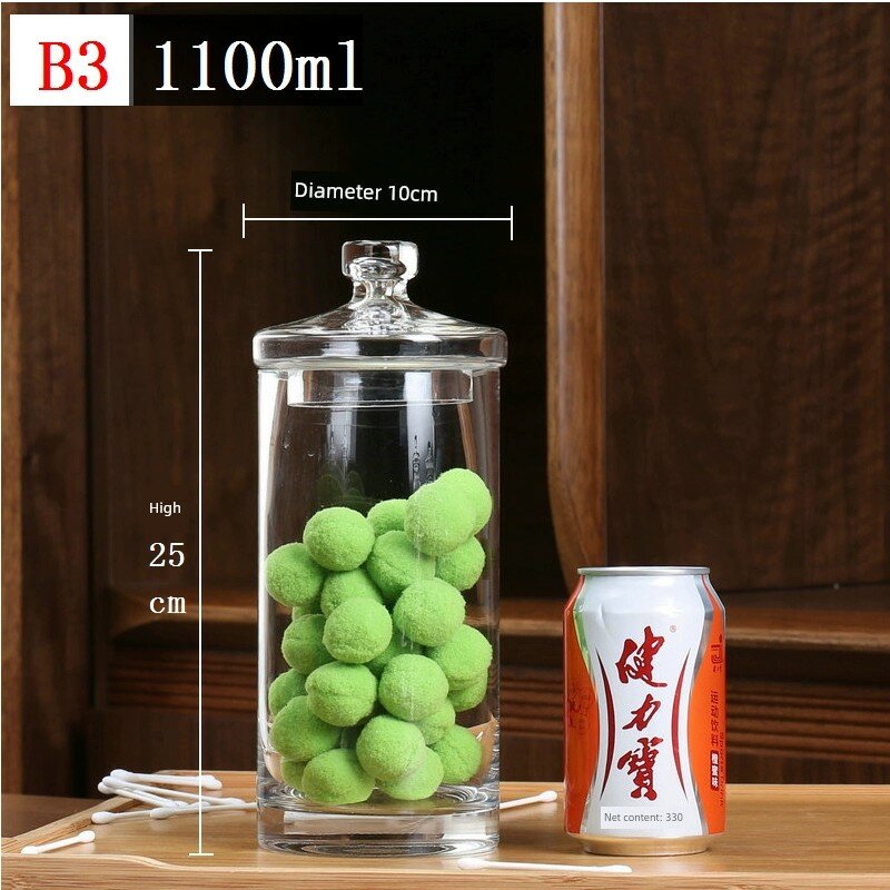 Прозрачная стеклянная банка B3, 10 см x 25 см, одна штука для решений хранения в ванной