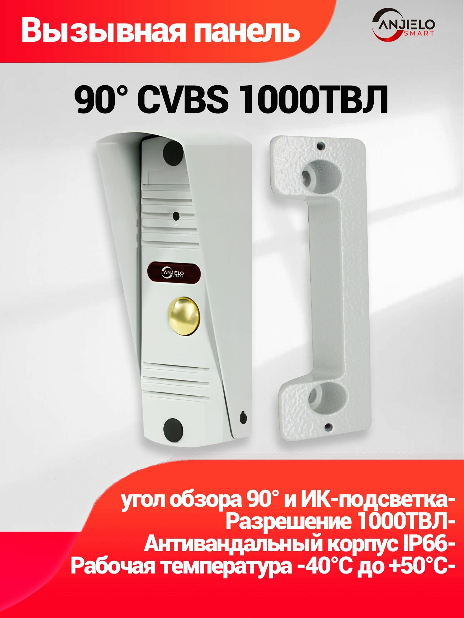 Панель вызова видеодомофона уличная металлическая, IP65 влагозащита! Проводная связь, ИК-ночь (90)