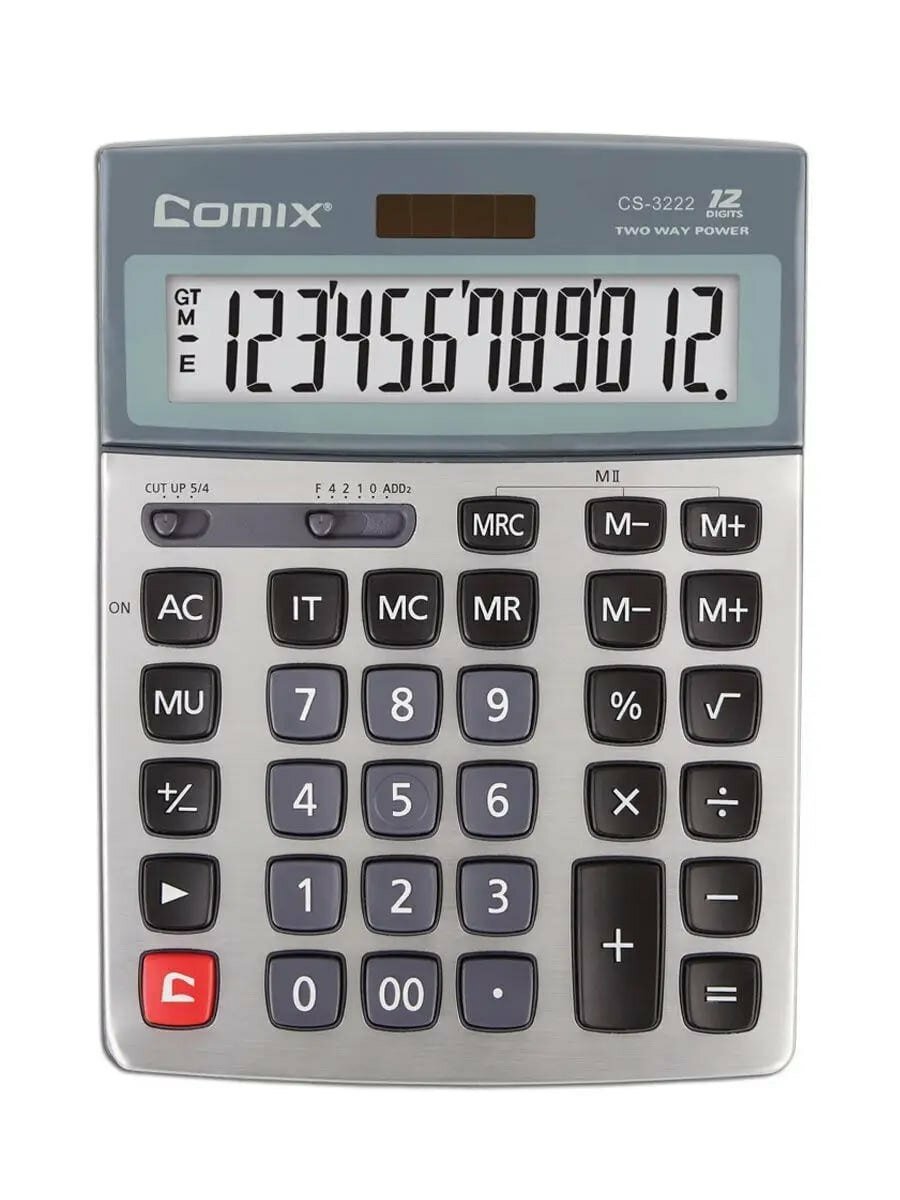 Калькулятор 12 разрядный настольный, металл. панель, к/к с подвесом, Comix