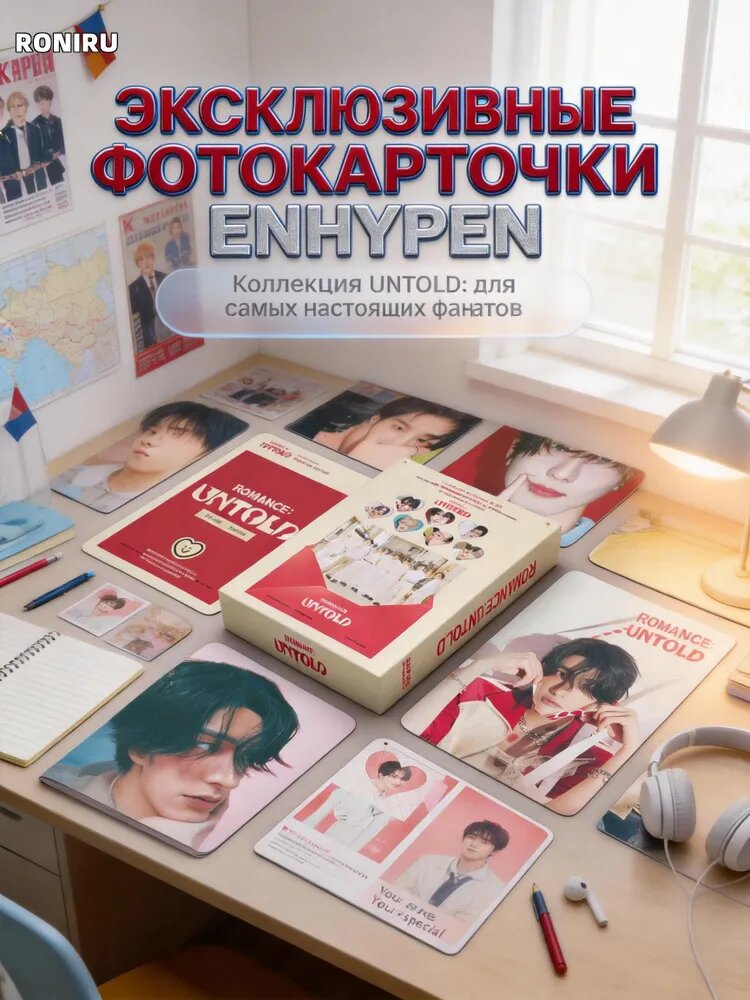 Набор 55 ENHYPEN LOMO фотокарточек UNTOLD 2024, коллекционные мини-плакаты и открытки для фанатов K-POP альбома