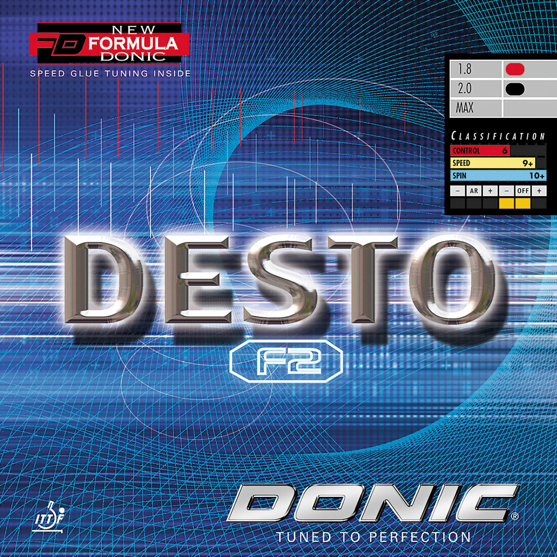 Накладка для ракетки настольного тенниса DONIC Desto F2, Черный, толщина губки 2,0