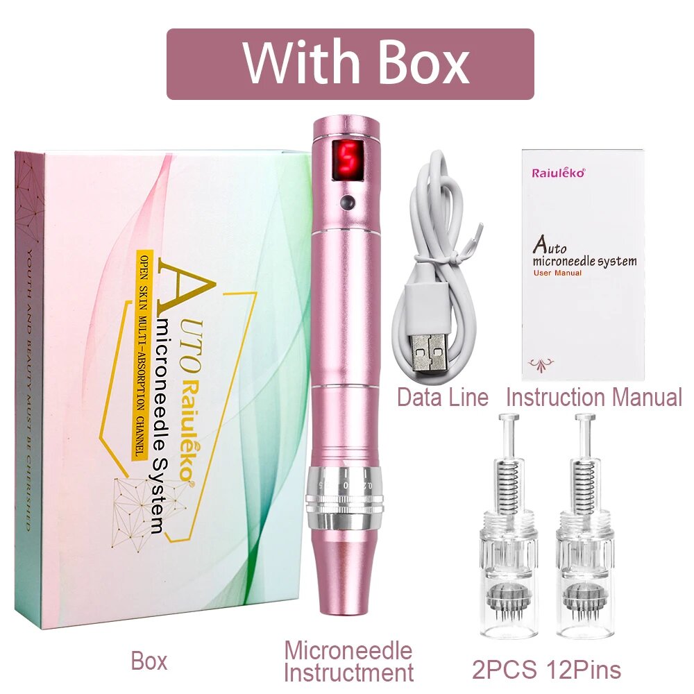 Электрический дермапен Raiuleko 0,25 мм / 0,3 мм Rose Gold With Box