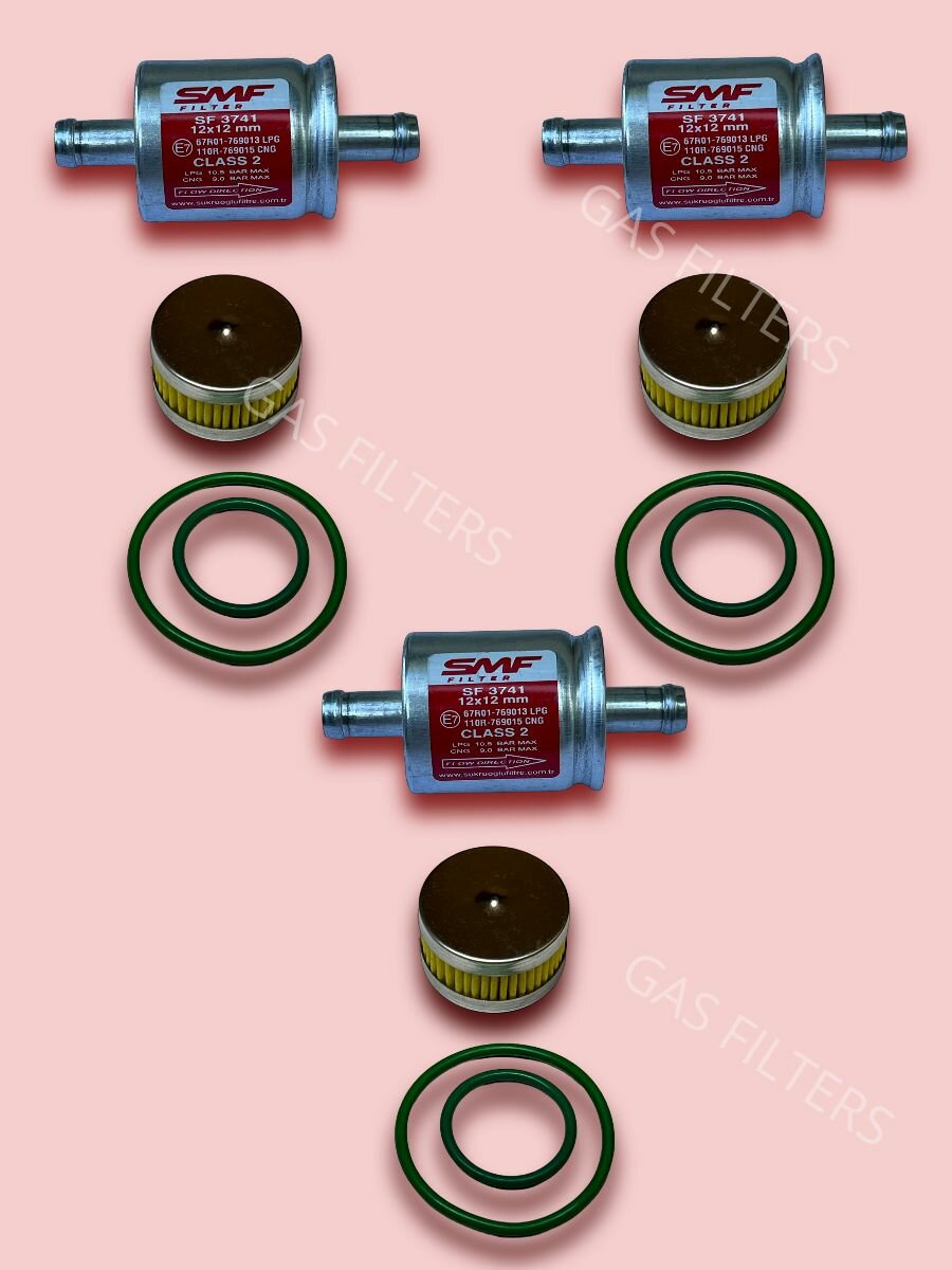 Комплект Фильтр испаренного газа ГБО Алюминий 12х12 и Tomasetto (с кольцами) (3 шт.)