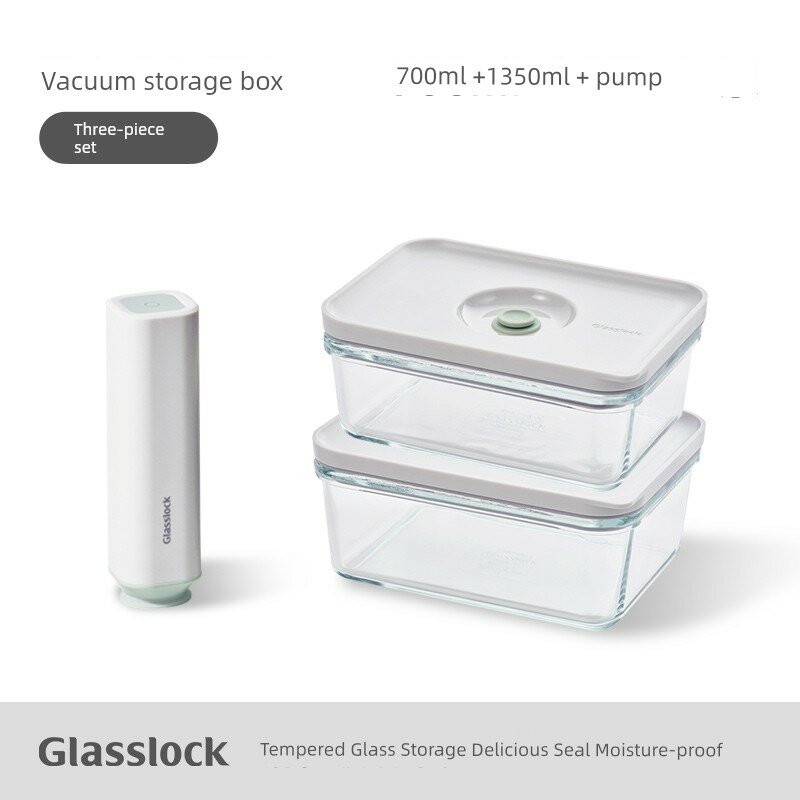 Glasslock Набор из 700мл и 1350мл стеклянных банок с вакуумом и насосом
