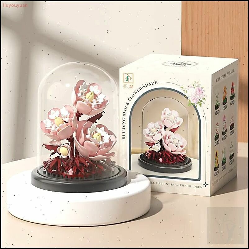 Роза в горшке, вечная цветочная корзина, детская собранная игрушка, подарок, совместимая с LG