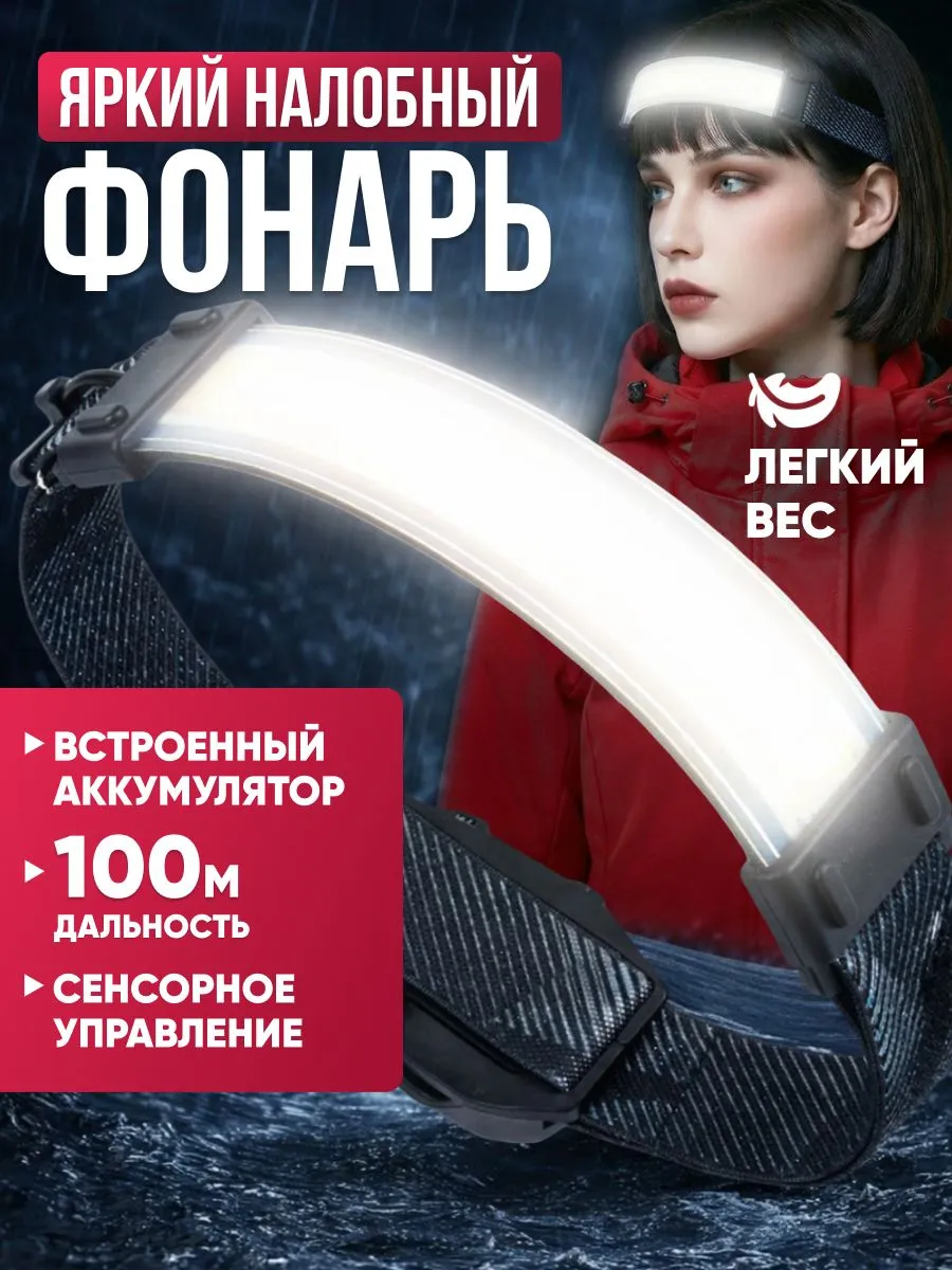 Налобный фонарь Огонь HT-115, светодиодный, аккумуляторный, влагозащитный, 4 режима, 300Лм