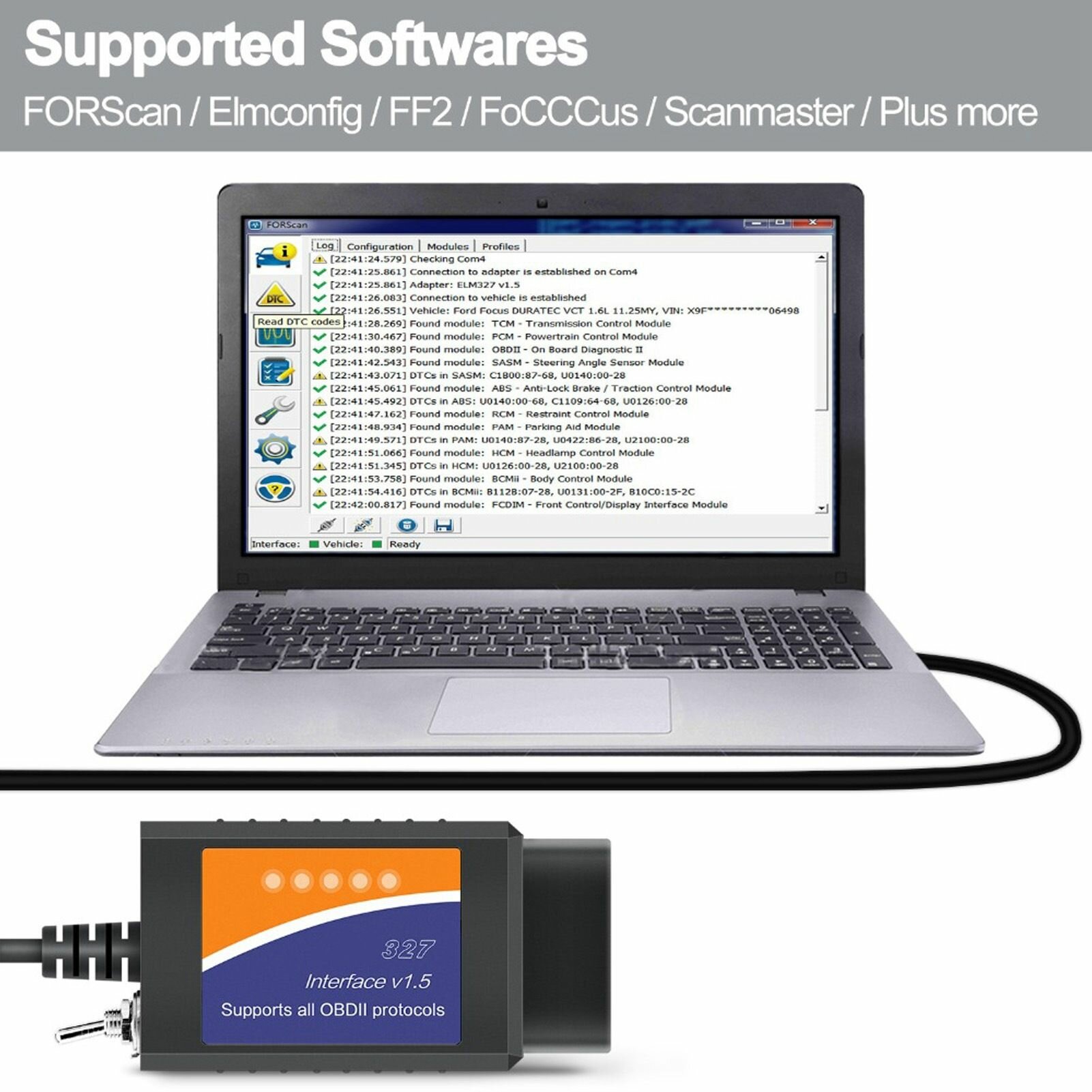 OBD2 Диагностический соединительный кабель USB-интерфейс Инструмент для автоматической проверки неисправностей, подходящий для Ford