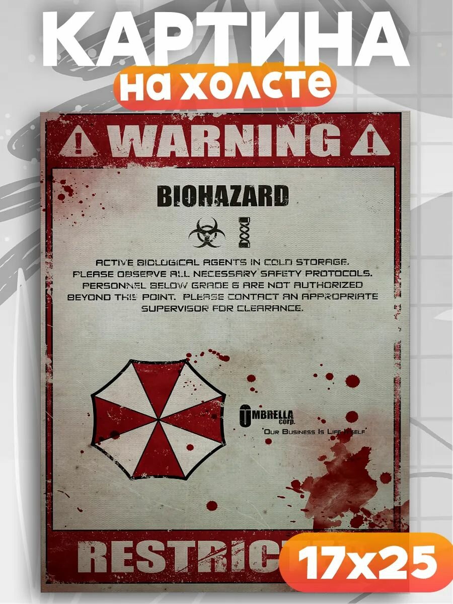 Картина на стену Resident Evil, на подрамнике, 1шт, 25х17 размер.