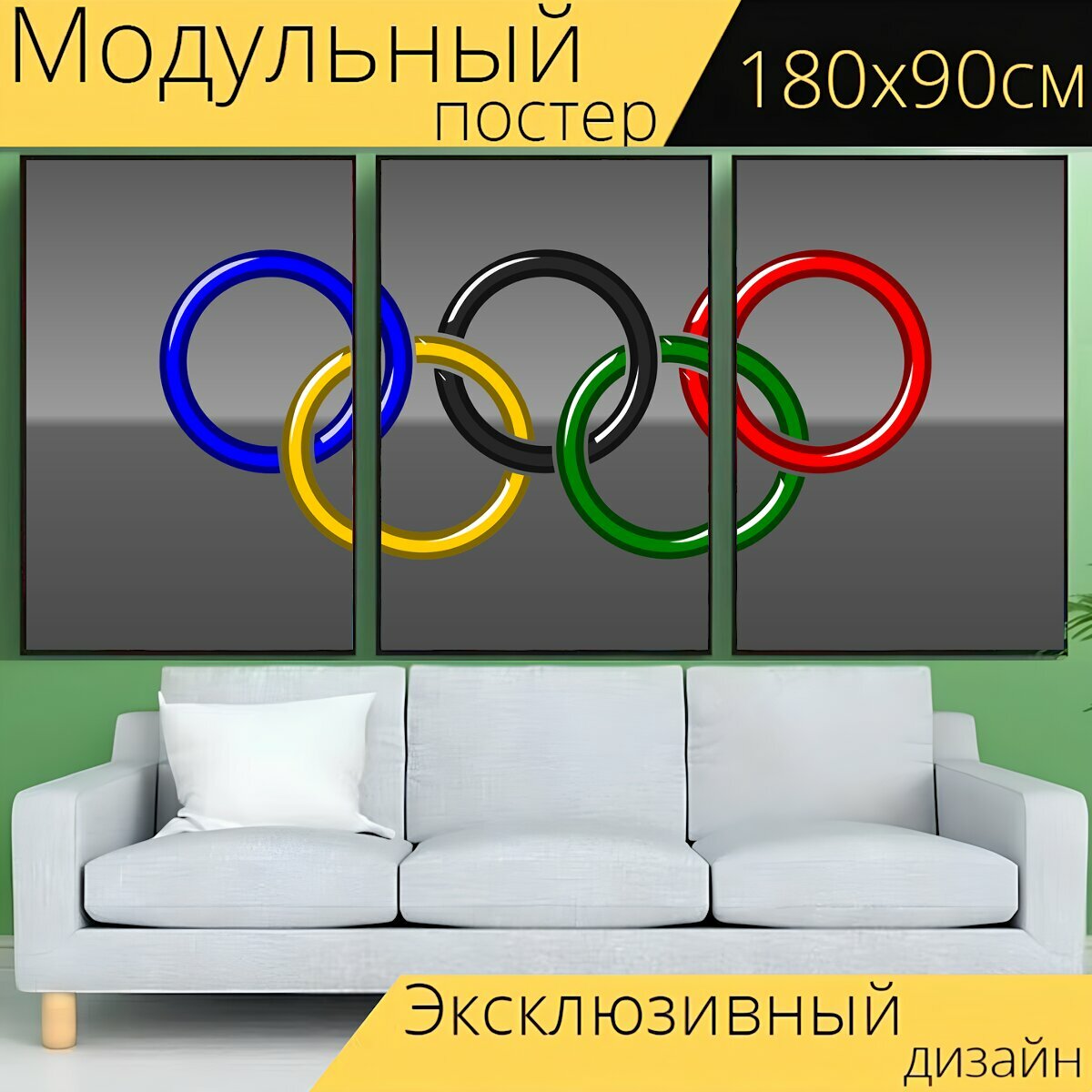 Модульный постер "Олимпийский, кольца, виды спорта" 180 x 90 см. для интерьера на стену в тубусе