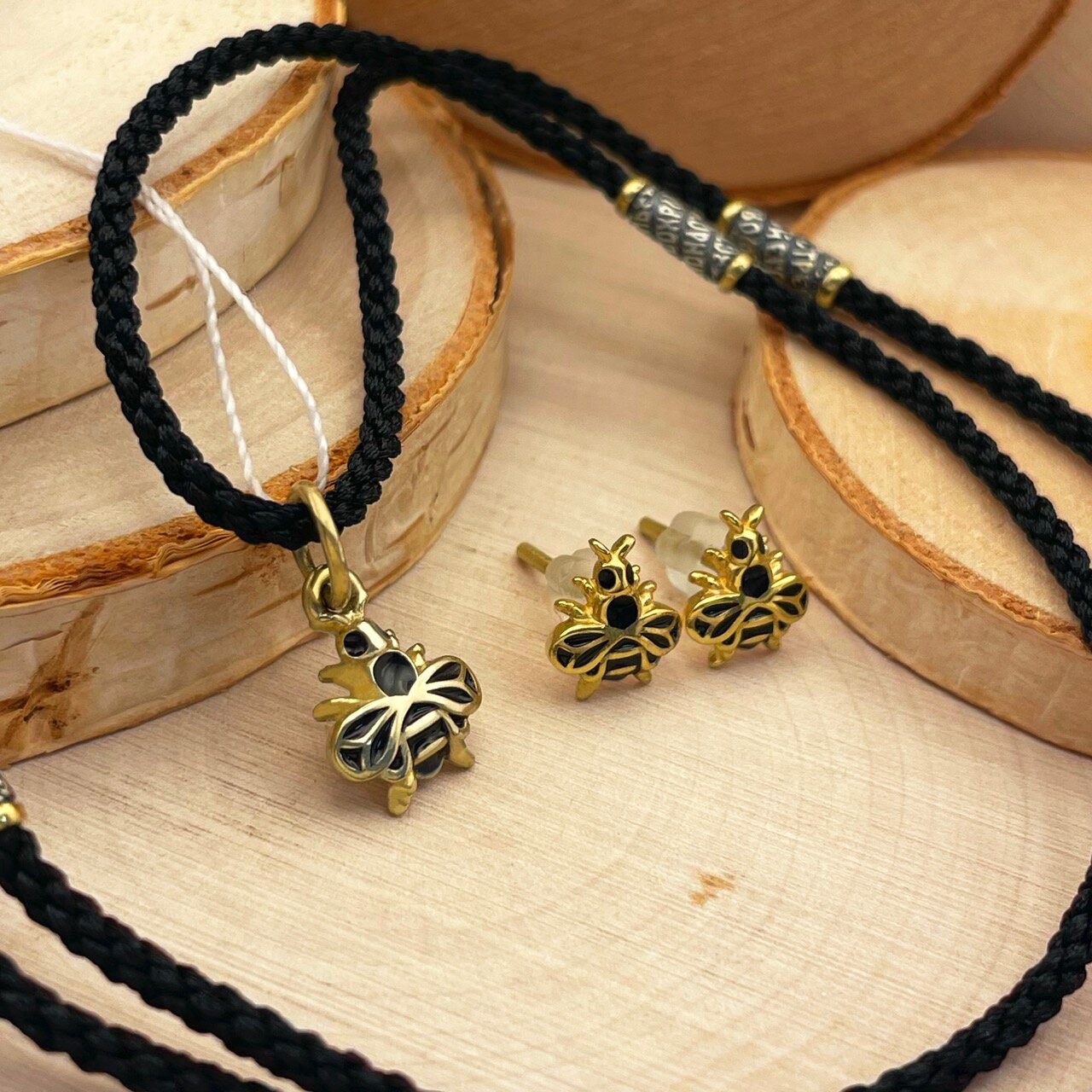 Комплект украшений, серебро, 925 проба, оксидирование, золочение, чернение