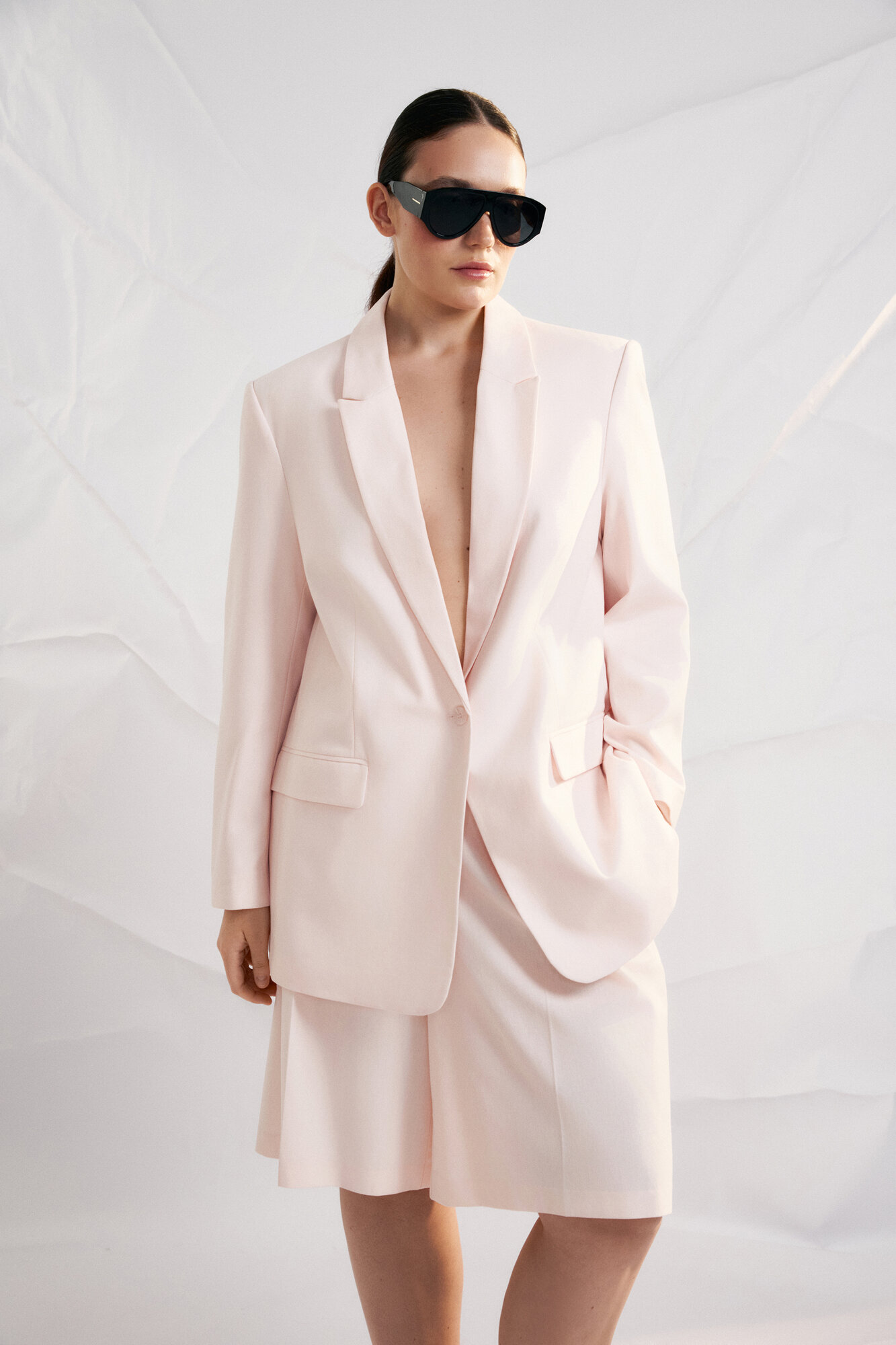 Пиджак прямого кроя со льном больших размеров