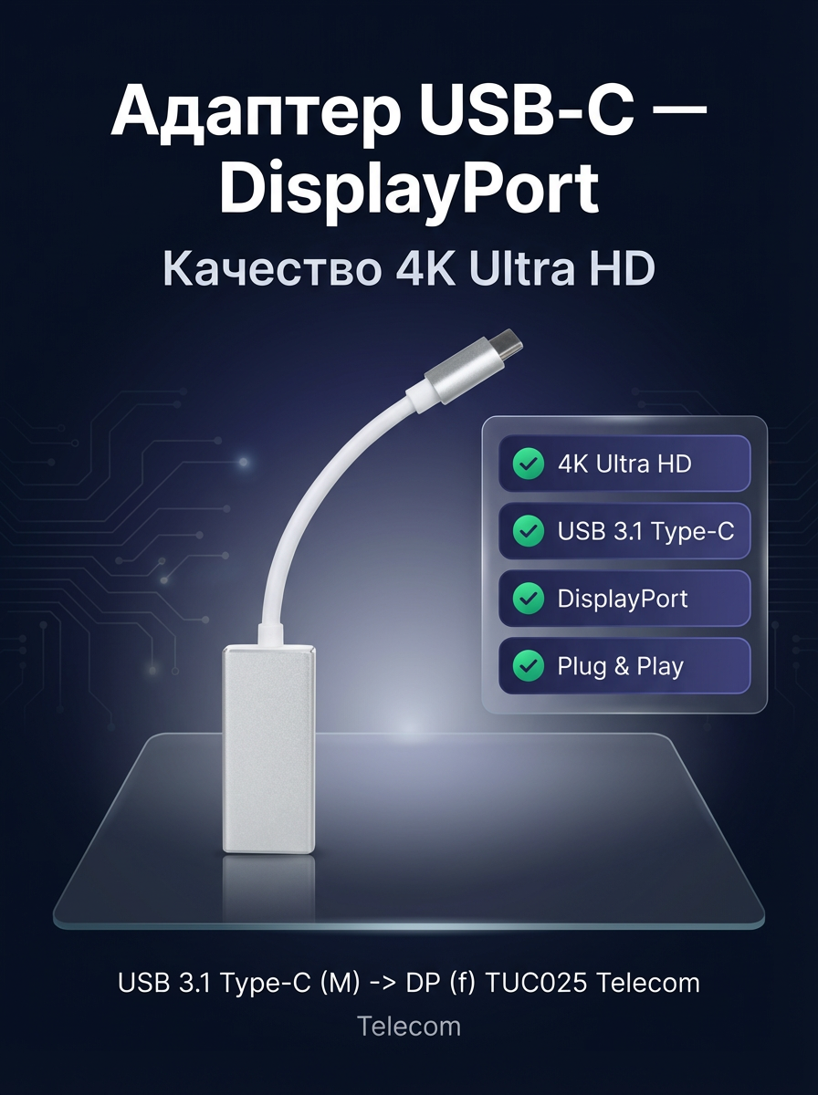USB 3.1 Type-C (M) -> DP (f) TUC025 Telecom