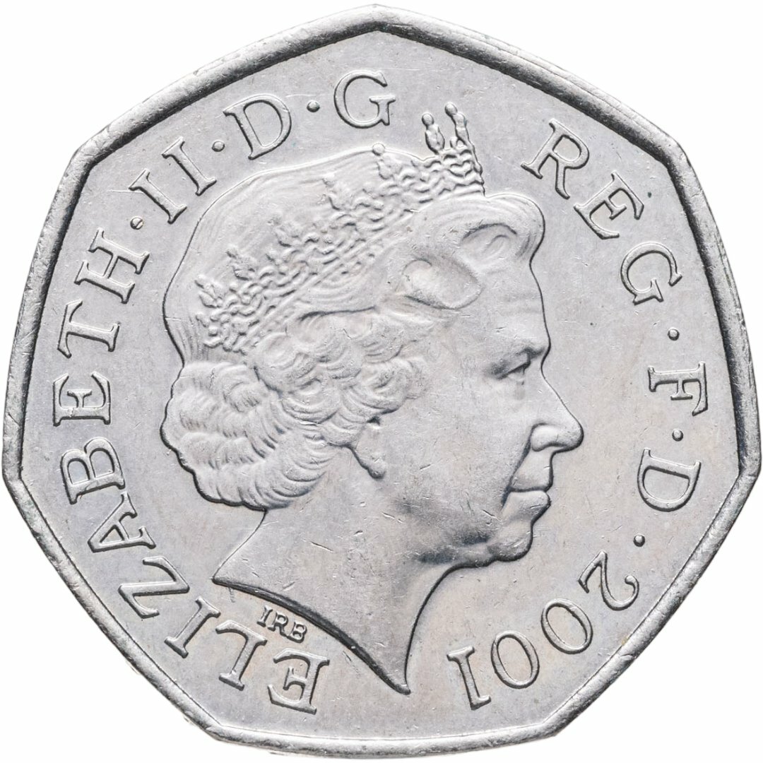 Великобритания 50 пенсов pence 2001, Мельхиор медь-никель, в сохранности XF