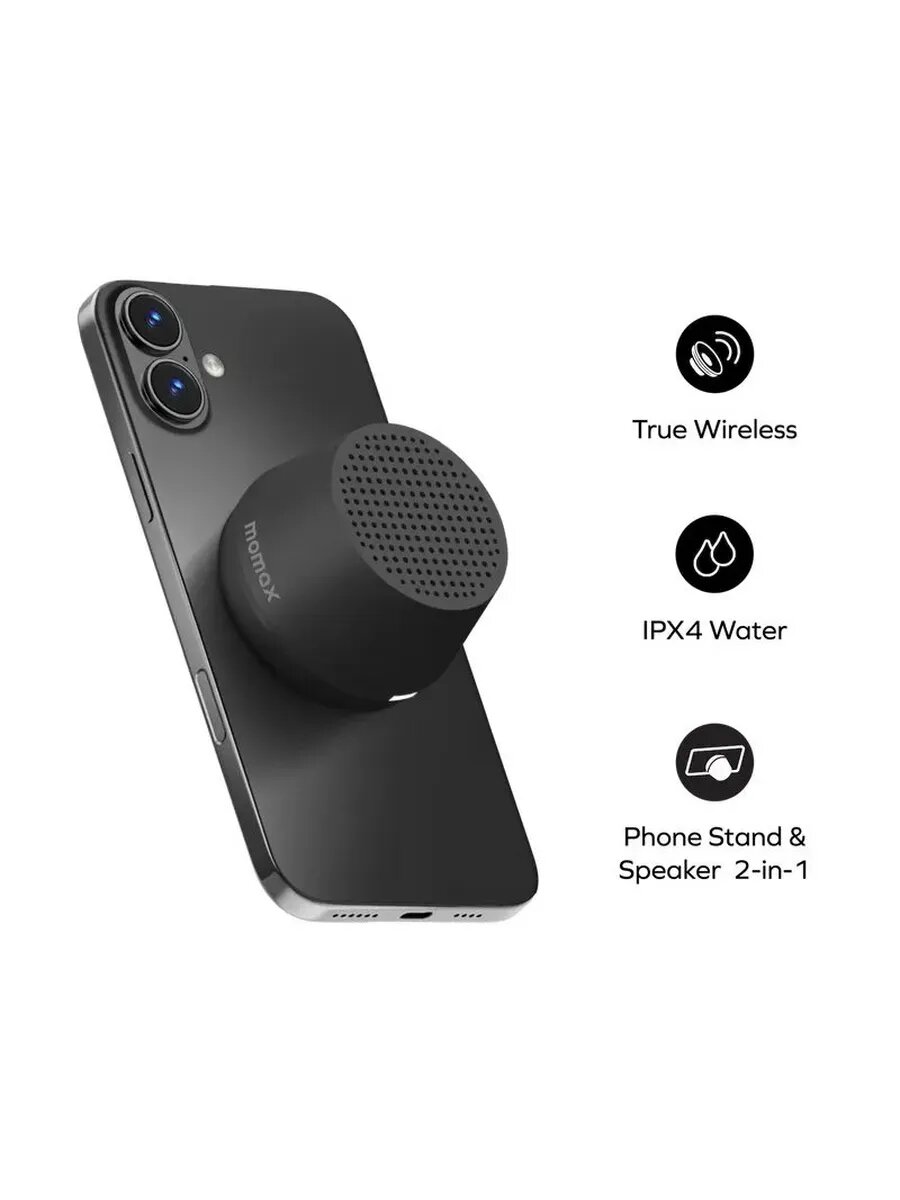 Магнитный беспроводной динамик Momax, MagSafe, 1-Vibe, Go Lite, черный