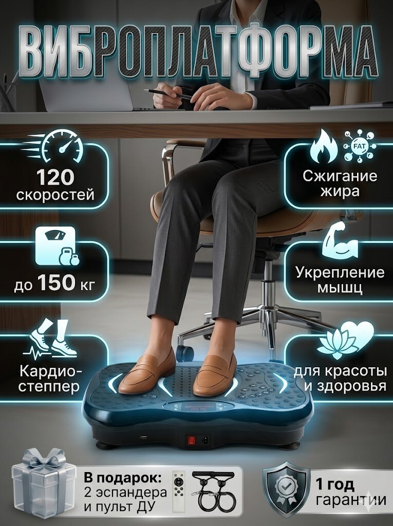 Виброплатформа для похудения тренажер до 200 кг С блютуз，регулировка амплитуды, 49 программ