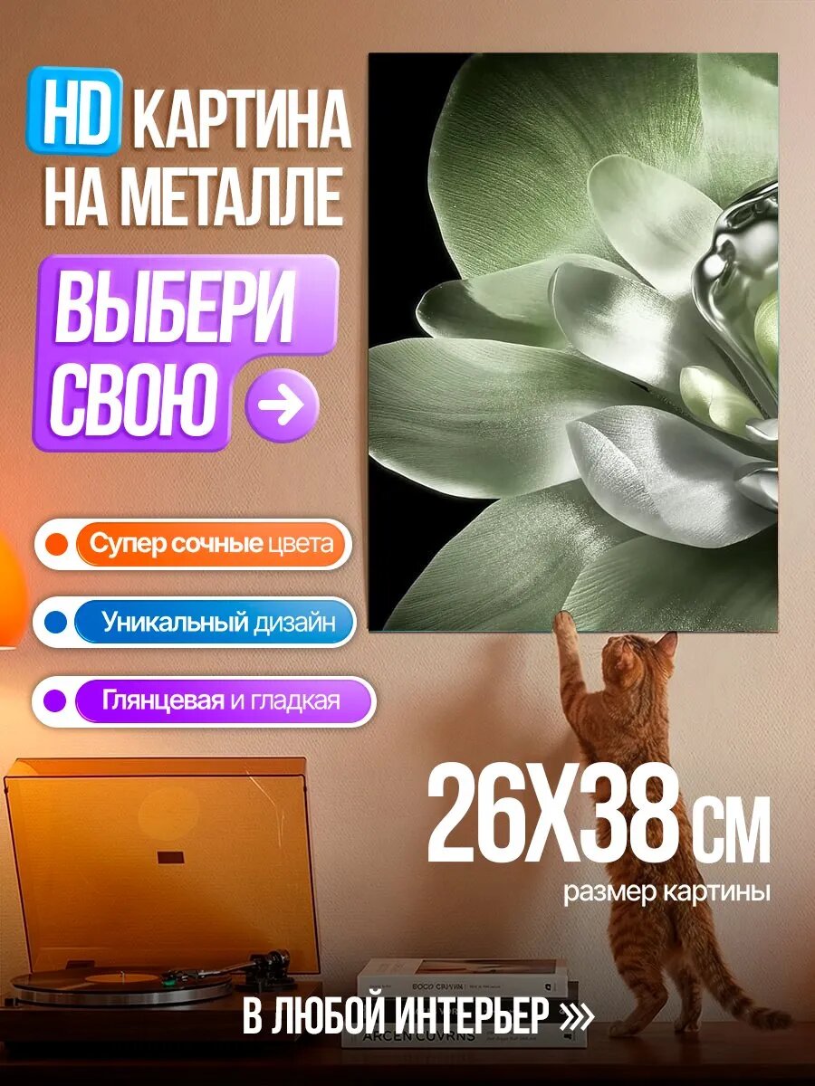 Картина на HD металле Цветок крупным планом