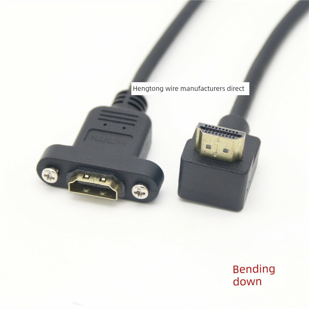 Кабель HDMI мужской к женскому 90 градусов с нижним изгибом, длина 0.3 м для организации кабеля